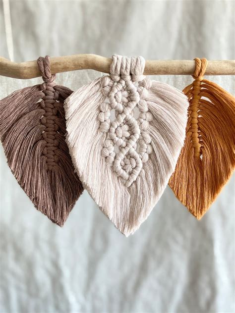 Macrame Feather Pdf Pattern Diy Macrame Leaf Macrame Etsy