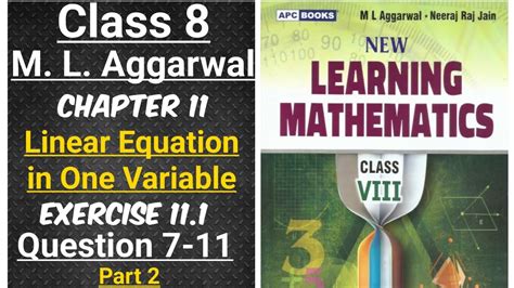ml aggarwal class 8 maths chapter 11 linear equations in one variable