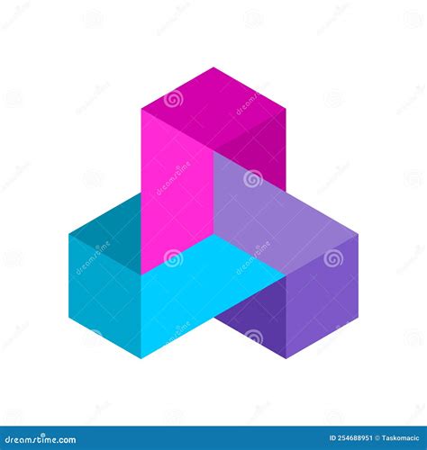 Colorful Impossible 3d Rectangles Symbol Three Bricks Make An Penrose