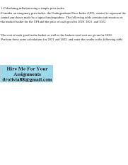 1 Calculating Inflation Using A Simple Price IndexConsider An Imag Pdf 1 Calculating Inflation