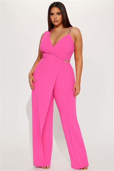 Zelie Jumpsuit Hot Pink Fashion Nova