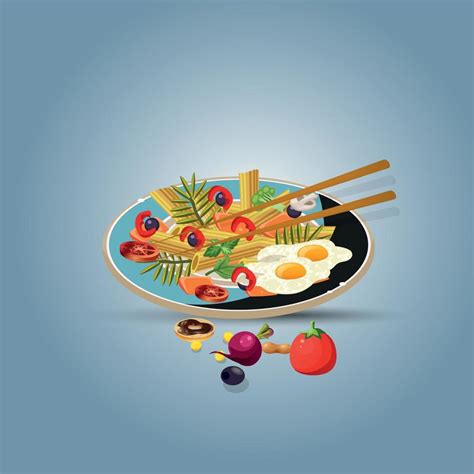 Comida Saudável E Restaurantes Tradicionais Culinária Menu Ilustração Vetorial 17026297 Vetor