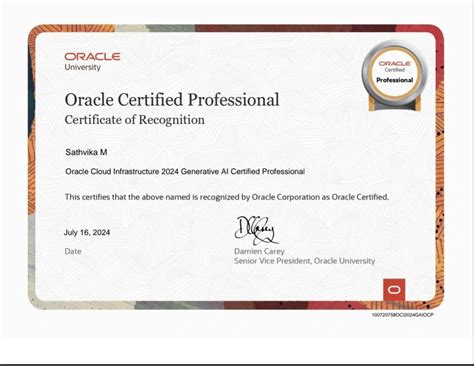 Sathvika M On Linkedin Oraclecertified Techjourney Growth Ai Continuouslearning Badgeofhonor