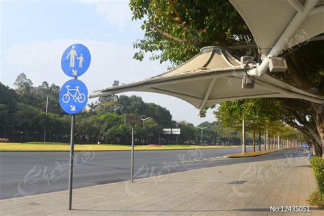 人行道 非机动车道路牌高清图片下载 红动中国