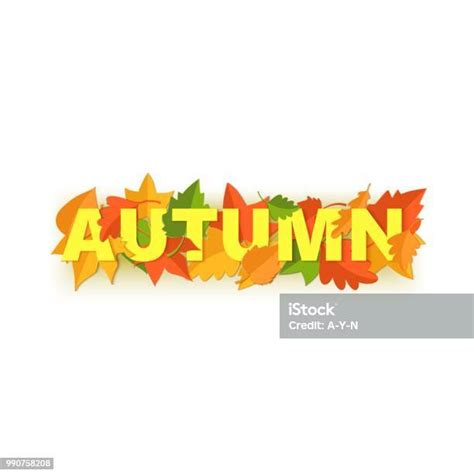녹색 노란색 빨간색 단어가을 작곡 스타일을 잘라 종이에 흰색 바탕에 나뭇잎 가 잎 디자인 포스터 배너 전단지에 대 한 현실적인 노란 편지 T셔츠 인쇄 벡터 일러스트입니다 0