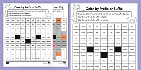 Second Grade Color By Prefix Or Suffix Teacher Made