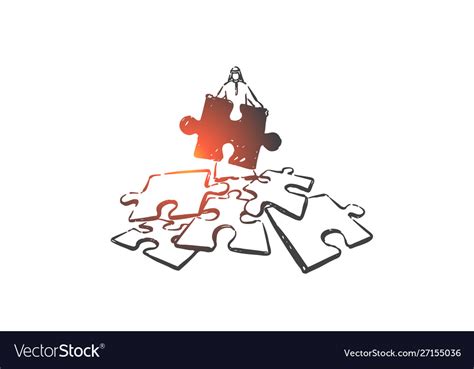 Problem Solving Challenge Concept Sketch Hand Vector Image