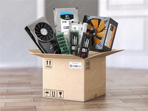 Premium Photo Computer Pc Parts In Open Cardboard Box Buing And Delivery Computer Components