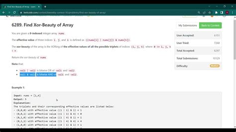 6289 Find Xor Beauty Of Array Youtube