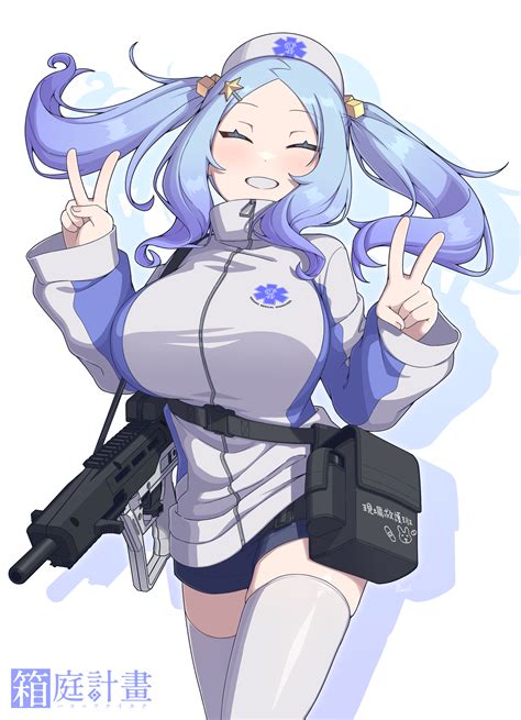 Bismuth Paravene Commentary Highres Weapon Request 1girl Blue Hair Blue Shorts