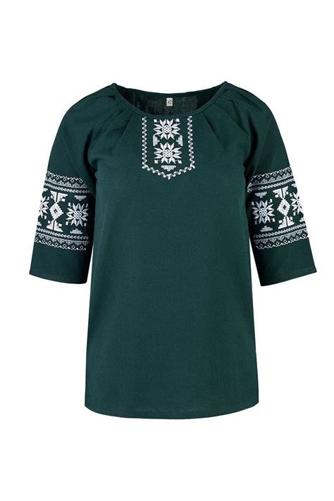 ᐉ Дитяча блуза вишиванка Пані пляшковий за ціною 399 грн Купити Вишиванки для дівчаток 032091