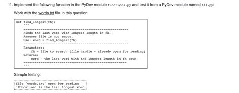solved 11 implement the following function in the pydev
