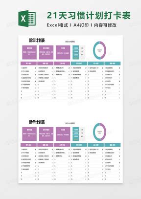 个人年计划表Excel表格模板下载 熊猫办公