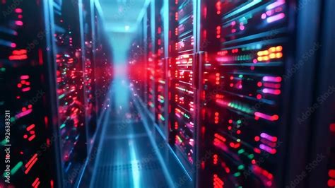 Vibrant Server Room With Fiber Optic Cables Connecting Data Centers