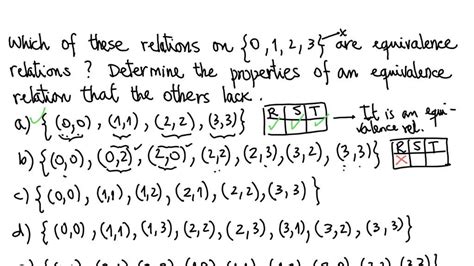 which of these relations on {0 1 2 3} are equivalence relations