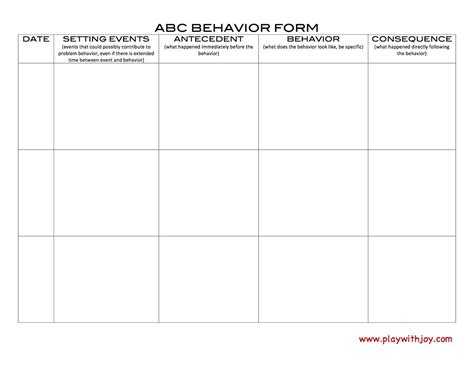 Abc Behavior Chart Printable
