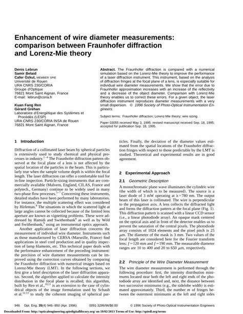 Pdf Enhancement Of Wire Diameter Measurements Comparison Between
