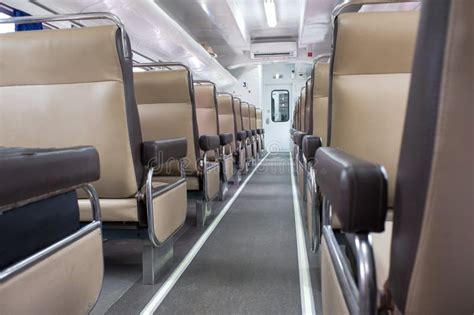 Economy Class Train Interior Inside Of Train Compartment In Indonesia