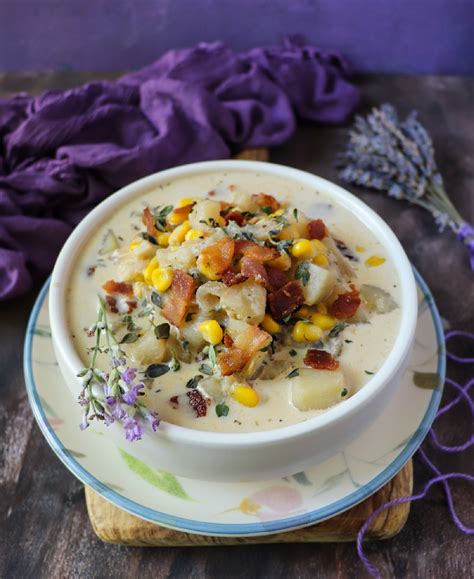 Corn Lavender Chowder With Delicate Herbal Flavour