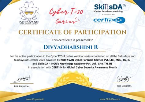Divyadharshini R On Linkedin Cybersecurity Webinarexperience
