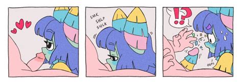 Rule 34 2023 3 Panel Comic Animate Inanimate Anthro Blue Blush Blue Body Blue Hair Blue Skin