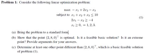 Solved Problem Consider The Following Linear Optimization Chegg