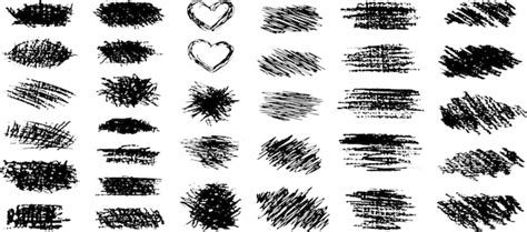 검은색 페인트 잉크 브러쉬 스트로크 세트 프리미엄 벡터