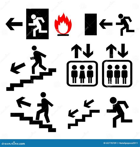 Vector Emergency Exit Signs Set Stock Vector Illustration Of Icon Door 65778709