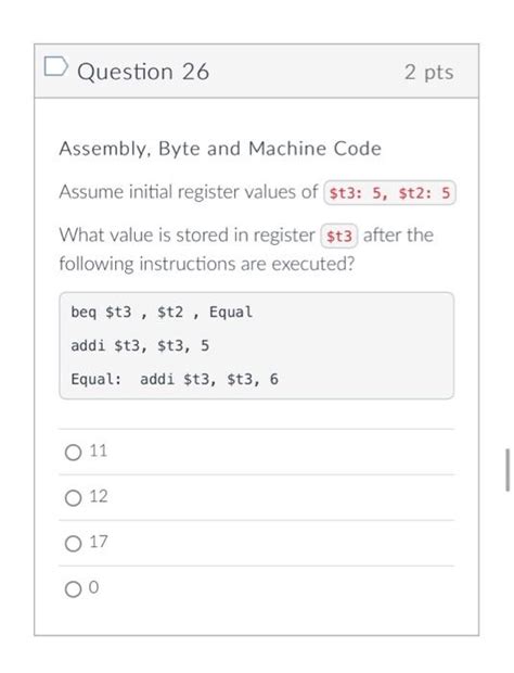 solved d question 26 2 pts assembly byte and machine code