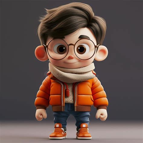 Cartoon Character With Glasses And A Scarf Stock Illustration