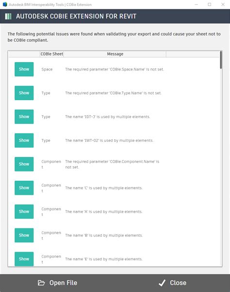 Solved Cobie Extension For Revit Validation Report After Exporting Spreadsheet Autodesk