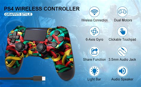 Amazon Com MOOGOLE Wireless Controller For PS4 With USB C Cable 1000mAh Battery Dual Motors 6