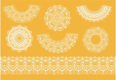 동 점 염료 아트 브러쉬 및 레이스의 집합입니다 벡터 인종 목걸이입니다 Ikat 패턴입니다 보 리 줄무늬와 쉐 브 론 인쇄입니다 꽃 식물에 대한 스톡 벡터 아트 및 기타