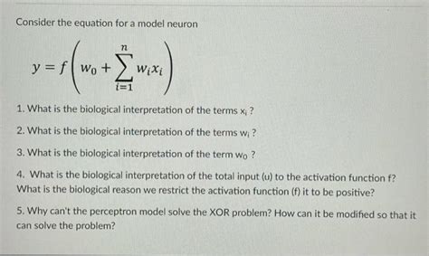 Solved Consider The Equation For A Model Neuron