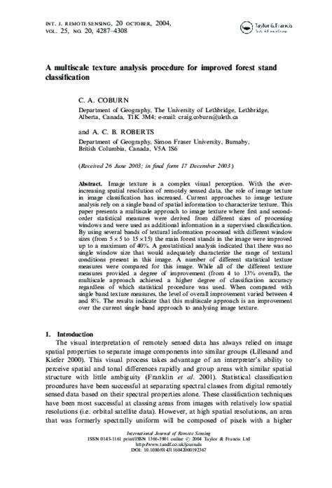 Pdf A Multiscale Texture Analysis Procedure For Improved Forest Stand