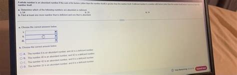 Solved A Whole Number Is An Abundant Number If The Sum Of