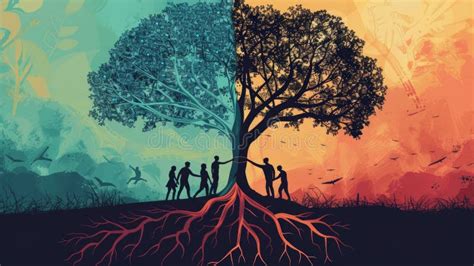 Tree Of Life Symbolizing Human Unity And Nature Stock Illustration Illustration Of Bonding