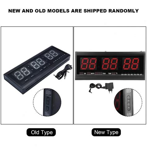 48cm Digital Led Red Large Led Digital Wall Clock Date Temperature Display Barksdale
