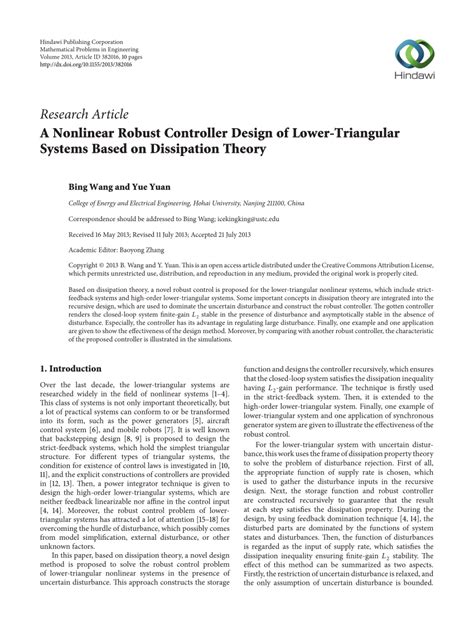 pdf a nonlinear robust controller design of lower triangular systems