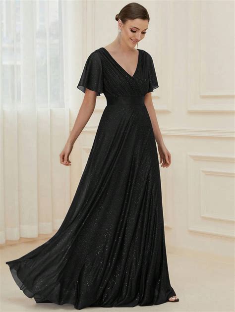 Ever Pretty Surplice Neck Butterfly Sleeve Glitter Prom Dress Shein Uk