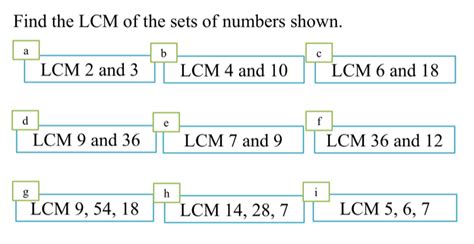 Solved Find The Lcm Of The Sets Of Numbers Shown A B C Lcm 2 And 3