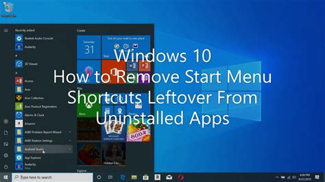 Windows Remove Start Menu Shortcuts Leftover From Uninstalled Apps YouTube