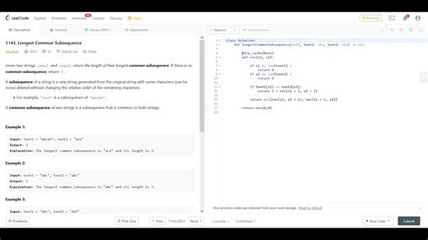 Longest Common Subsequence LeetCode October Challenge YouTube