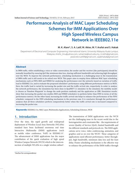 pdf performance analysis of mac layer scheduling schemes for imm applications over high speed