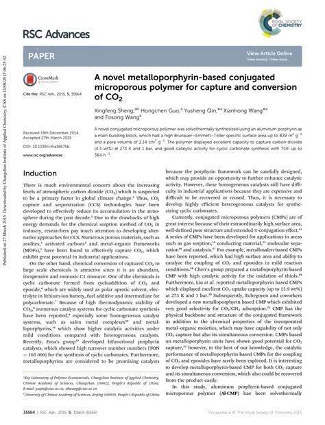 Pdf A Novel Metalloporphyrin Based Conjugated Microporous Polymer For