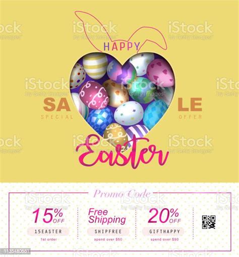리본 리본 부활절 달걀 및 프로 모션 Qr 코드와 할인 바우처 템플릿의 컬렉션입니다 3차원 형태에 대한 스톡 벡터 아트 및 기타 이미지 3차원 형태 Qr코드 검색