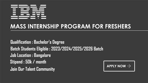 New Jobs Updates Ibm Mass Internship Program Bachelors Degree Bangalore Stipend 50k