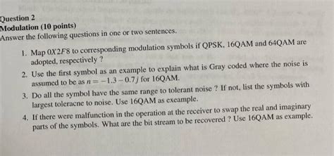 question 2 modulation 10 points answer the