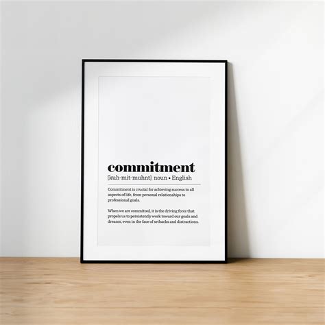 Commitment Definition Print Wall Art Inspirational Quote Etsy