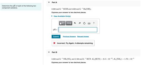 Solved Determine The PH Of Each Of The Following Chegg Com